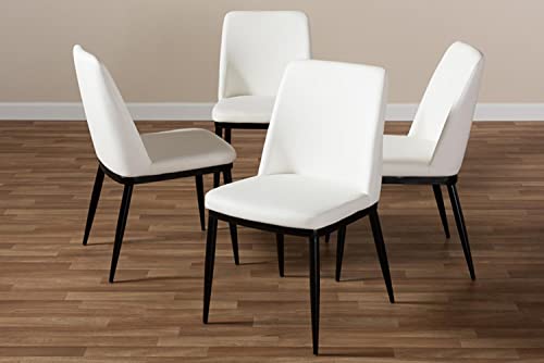 Baxton Studio Darcell Modern and Contemporary White Faux Leather Upholstered Dining Chair