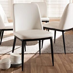 Baxton Studio Darcell Modern and Contemporary White Faux Leather Upholstered Dining Chair