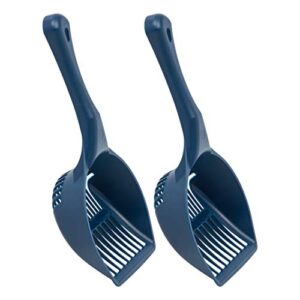 iris usa jumbo plastic cat litter scoop, 2 pack, sturdy easy to use kitty litter scoop with small and large slots for clay pine tofu paper various cat litter types, navy