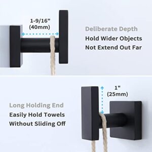 Angle Simple Bathroom Towel Hook, Stainless Steel Bath Towel Holder, Kitchen Towel Rack, Heavy Duty Garage Wall Hook, Single Robe Coat Hook Matte Black