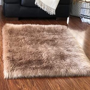 LAMBZY '' Lena Collection '' Faux Sheepskin | Super Soft Hypoallergenic Rectangular Area Rug | Plush Fur Premium Shag (2'x3',60x90 cm, Camel)