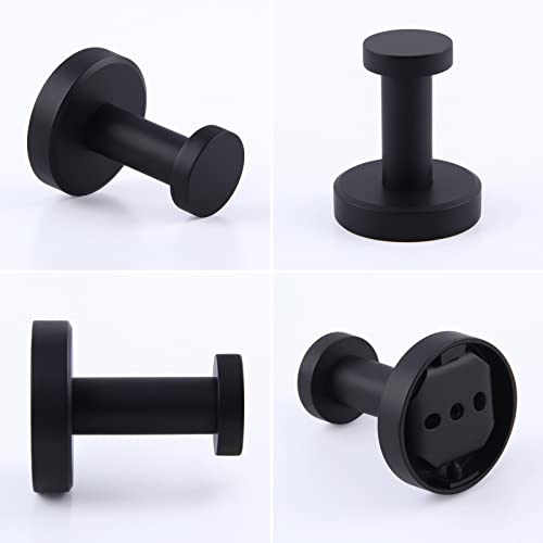 Angle Simple Towel Hook Matte Black, Stainless Steel Bathroom Hand Towel Holder, Compact Round Robe Hook Wall Mount