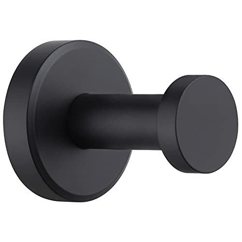 Angle Simple Towel Hook Matte Black, Stainless Steel Bathroom Hand Towel Holder, Compact Round Robe Hook Wall Mount