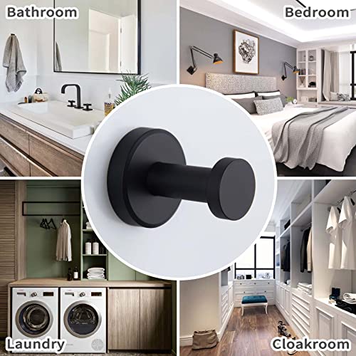 Angle Simple Towel Hook Matte Black, Stainless Steel Bathroom Hand Towel Holder, Compact Round Robe Hook Wall Mount