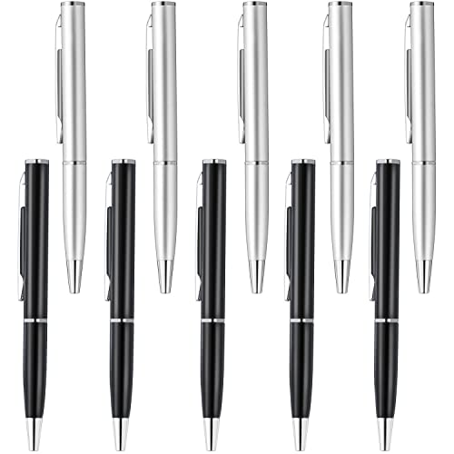 10 Pieces Small Pens Mini Pen Metal Thin Pens Fine Wallet Pocket Metal Pen Miniature Gel Ink Pens for Signature Calligraphy Business