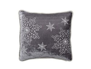 comfy hour let it snow collection 14"x14" winter christmas snowflake accent and throw pillow seasonal cushion, dark gray, polyester