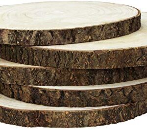 KARAVELLA X Large Wood Slices for Centerpieces - 5 Pack Wood Centerpieces for Tables, 12-13 inches, Rustic Wedding Centerpiece, Natural Wood Slabs