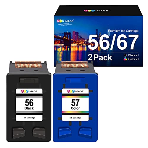 GPC Image Remanufactured Ink Cartridge Replacement for HP 56 57 Ink High Yield to use with Deskjet 5550 5650 5150 5850 Photosmart 7260 7450 7150 7350 Printer (1 Black, 1 Tri-Color, 2-Pack)