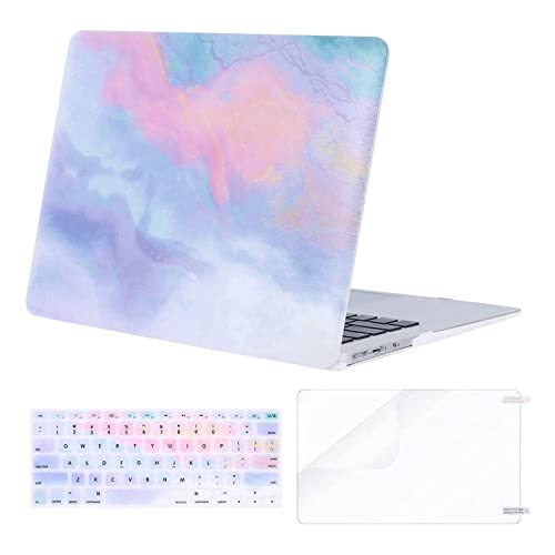 MOSISO Compatible with MacBook Air 13 inch Case (Models: A1369 & A1466, Older Version 2010-2017 Release), Plastic Pattern Hard Shell Case & Keyboard Cover & Screen Protector, Colorful Clouds