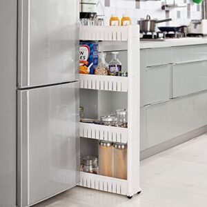 slim slide out pantry storage rack mobile shelving unit organizer 4 large baskets