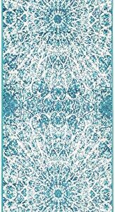 Unique Loom Sofia Collection Area Rug - Grace (2' x 6' 9" Runner, Turquoise/ Ivory)