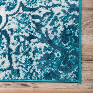 Unique Loom Sofia Collection Area Rug - Grace (2' x 6' 9" Runner, Turquoise/ Ivory)