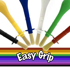 US Art Supply 6 Piece Jumbo Children's Tempera Artist Paint Brushes with Easy to Hold Stubby Handles