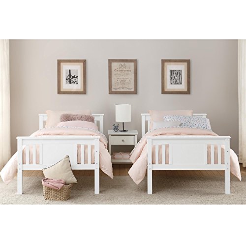 Dorel Living Dylan Kids Bunk Beds, with Guard Rail and Ladder, Wood, Twin Over Twin, White