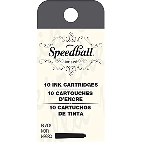 Speedball 002905 Fountain Pen Ink Cartridges Set - Cartridges for Speedball Fountain Pens -10 Black Cartridges