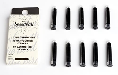 Speedball 002905 Fountain Pen Ink Cartridges Set - Cartridges for Speedball Fountain Pens -10 Black Cartridges