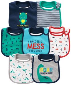 simple joys by carter's unisex babies' teething bibs, pack of 7, blue, one size