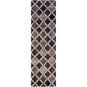 SUPERIOR Indoor Runner Rug, Jute Backed, Perfect for Living/Dining Room, Bedroom, Office, Kitchen, Entryway, Modern Geometric Trellis Floor Decor, Viking Collection, 2'7" x 8', Chocolate