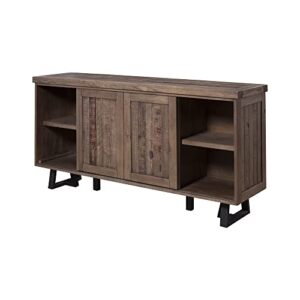 Alpine Furniture Prairie Sideboard with Wine Holder, 72" W x 18 D" x 36" H, Reclaimed Natural and Black Finish