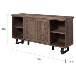 Alpine Furniture Prairie Sideboard with Wine Holder, 72" W x 18 D" x 36" H, Reclaimed Natural and Black Finish