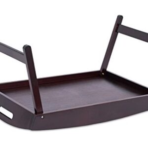 BirdRock Home Bamboo Bed Tray - Wooden Curved Sides Breakfast Serving Tray with Folding Legs - Walnut