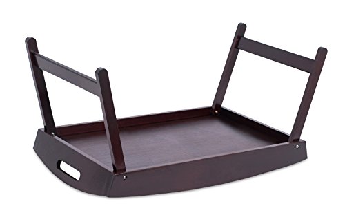 BirdRock Home Bamboo Bed Tray - Wooden Curved Sides Breakfast Serving Tray with Folding Legs - Walnut