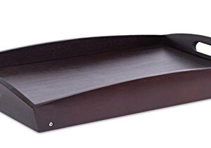 BirdRock Home Bamboo Bed Tray - Wooden Curved Sides Breakfast Serving Tray with Folding Legs - Walnut