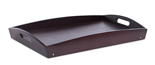 BirdRock Home Bamboo Bed Tray - Wooden Curved Sides Breakfast Serving Tray with Folding Legs - Walnut