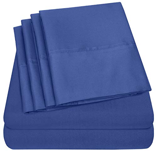 King Size Bed Sheets - 6 Piece 1500 Supreme Collection Fine Brushed Microfiber Deep Pocket King Sheet Set Bedding - 2 Extra Pillow Cases, Great Value, King, Royal Blue