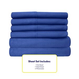 King Size Bed Sheets - 6 Piece 1500 Supreme Collection Fine Brushed Microfiber Deep Pocket King Sheet Set Bedding - 2 Extra Pillow Cases, Great Value, King, Royal Blue