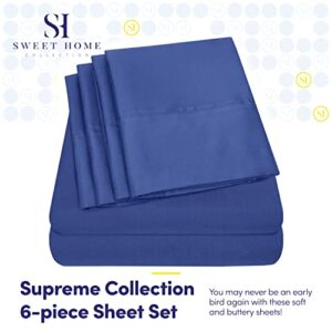 King Size Bed Sheets - 6 Piece 1500 Supreme Collection Fine Brushed Microfiber Deep Pocket King Sheet Set Bedding - 2 Extra Pillow Cases, Great Value, King, Royal Blue