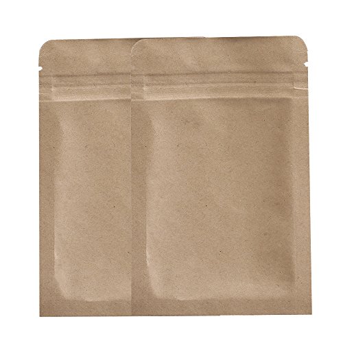 100PCS Brown Kraft & Foil Hybrid Flat Zipper Seal Bags 9x14cm (3.5x5.5")