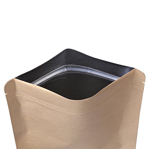 100PCS Brown Kraft & Foil Hybrid Flat Zipper Seal Bags 9x14cm (3.5x5.5")