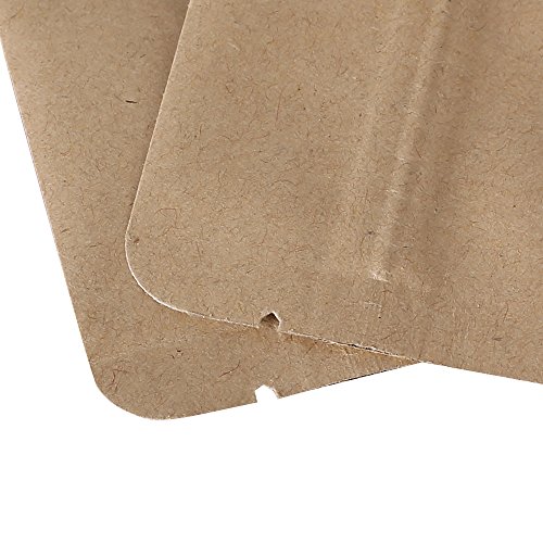 100PCS Brown Kraft & Foil Hybrid Flat Zipper Seal Bags 9x14cm (3.5x5.5")