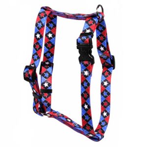 yellow dog design american argyle roman style h dog harness, small/medium