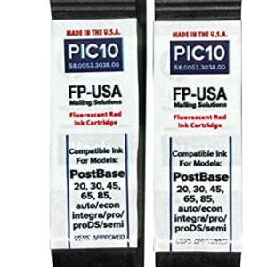 FP PostBase PIC10 Fluorescent Red Ink Cartridge Set Franco Postalia