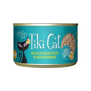 tiki cat luau grain-free, low-carbohydrate wet food with poultry or fish in consomme for adult cats & kittens, 6oz, 8pk, chicken