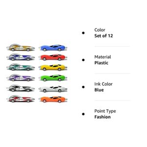 Littfun Cool Pens Fun Pens for kids Novelty Pens Cute Pens Interesting Racing Car Pens for Boys(set of 12)