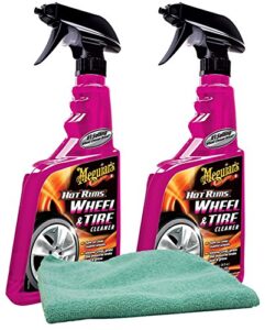 meguiar's hot rims wheel & tire cleaner (24 oz.) bundle with microfiber cloth (3 items)