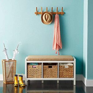 3 Decorative Hand-Woven Small Water Hyacinth Wicker Storage Basket, 13x11x11 Perfect for Shelving Units