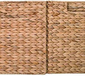 3 Decorative Hand-Woven Small Water Hyacinth Wicker Storage Basket, 13x11x11 Perfect for Shelving Units