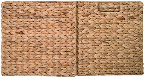 3 Decorative Hand-Woven Small Water Hyacinth Wicker Storage Basket, 13x11x11 Perfect for Shelving Units