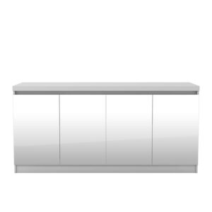 Manhattan Comfort Viennese Collection Mirrored Buffet Cabinet/Dining Console with Compartment Shelves, 62.99" Inches, White Gloss