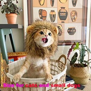 RosyLife Lion Mane Wig for Cat Costume Pet Adjustable Washable Comfortable Fancy Lion Hair Cat Clothes Dress for Halloween Christmas Easter Festival Party Activity (Brown)