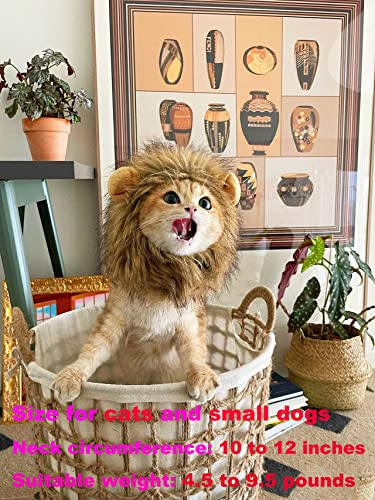 RosyLife Lion Mane Wig for Cat Costume Pet Adjustable Washable Comfortable Fancy Lion Hair Cat Clothes Dress for Halloween Christmas Easter Festival Party Activity (Brown)