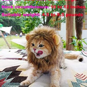 RosyLife Lion Mane Wig for Cat Costume Pet Adjustable Washable Comfortable Fancy Lion Hair Cat Clothes Dress for Halloween Christmas Easter Festival Party Activity (Brown)