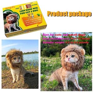 RosyLife Lion Mane Wig for Cat Costume Pet Adjustable Washable Comfortable Fancy Lion Hair Cat Clothes Dress for Halloween Christmas Easter Festival Party Activity (Brown)