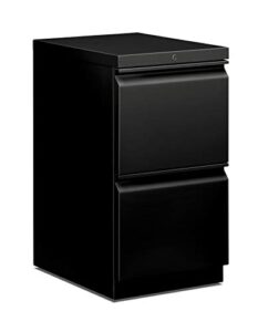 hon mobile pedestal file, storage pedestal with 2 file drawers, 15"d, black (hbmp2f)