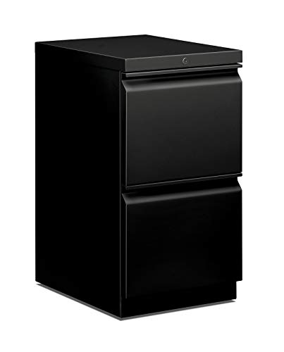 HON Mobile Pedestal File, Storage Pedestal with 2 File Drawers, 15"D, Black (HBMP2F)