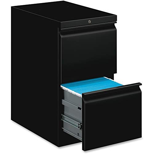 HON Mobile Pedestal File, Storage Pedestal with 2 File Drawers, 15"D, Black (HBMP2F)